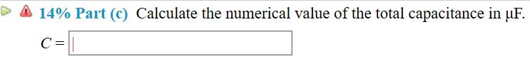 Solved (9%) Problem 4: Three capacitors are connected as | Chegg.com