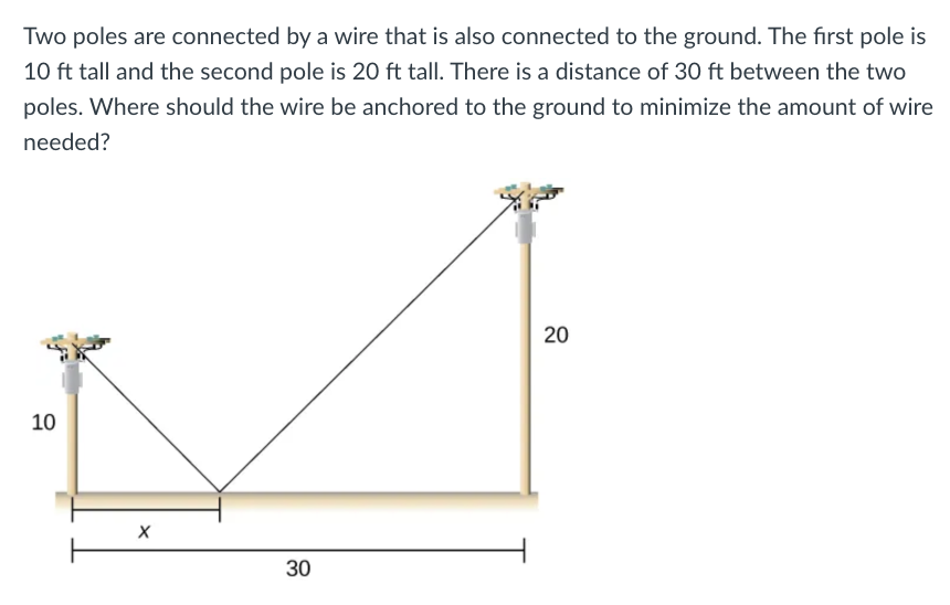 Solved Two poles are connected by a wire that is also | Chegg.com