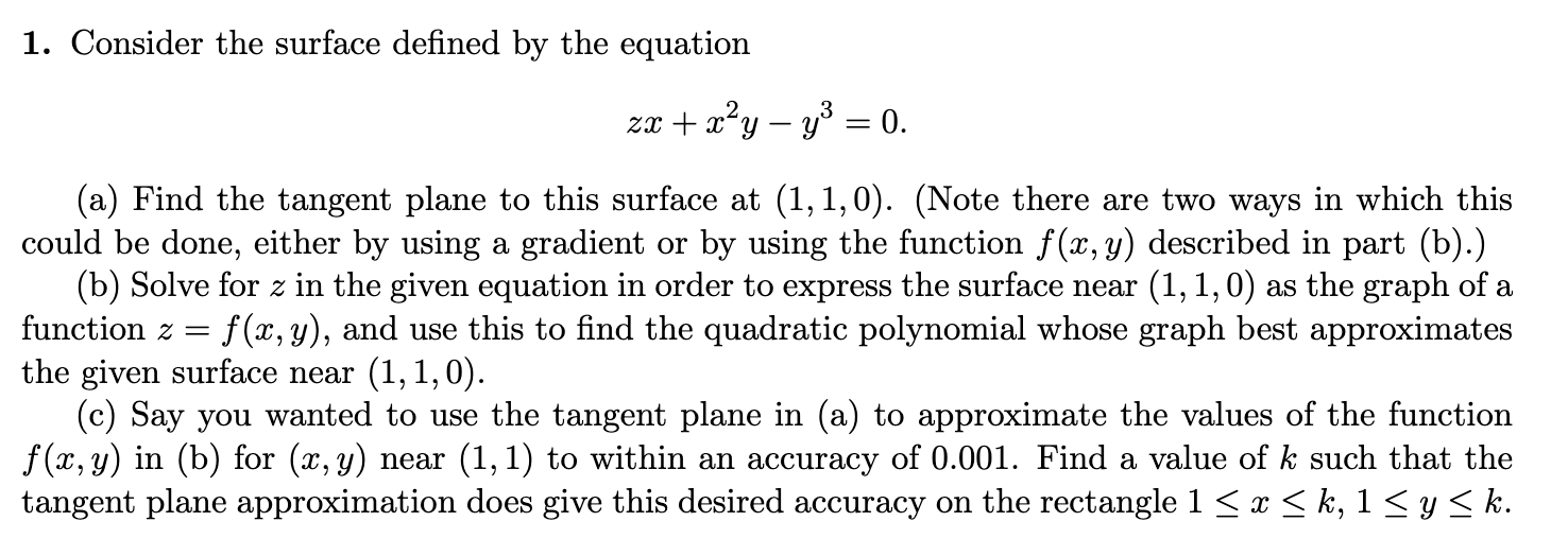 Solved Consider the surface defined by the | Chegg.com