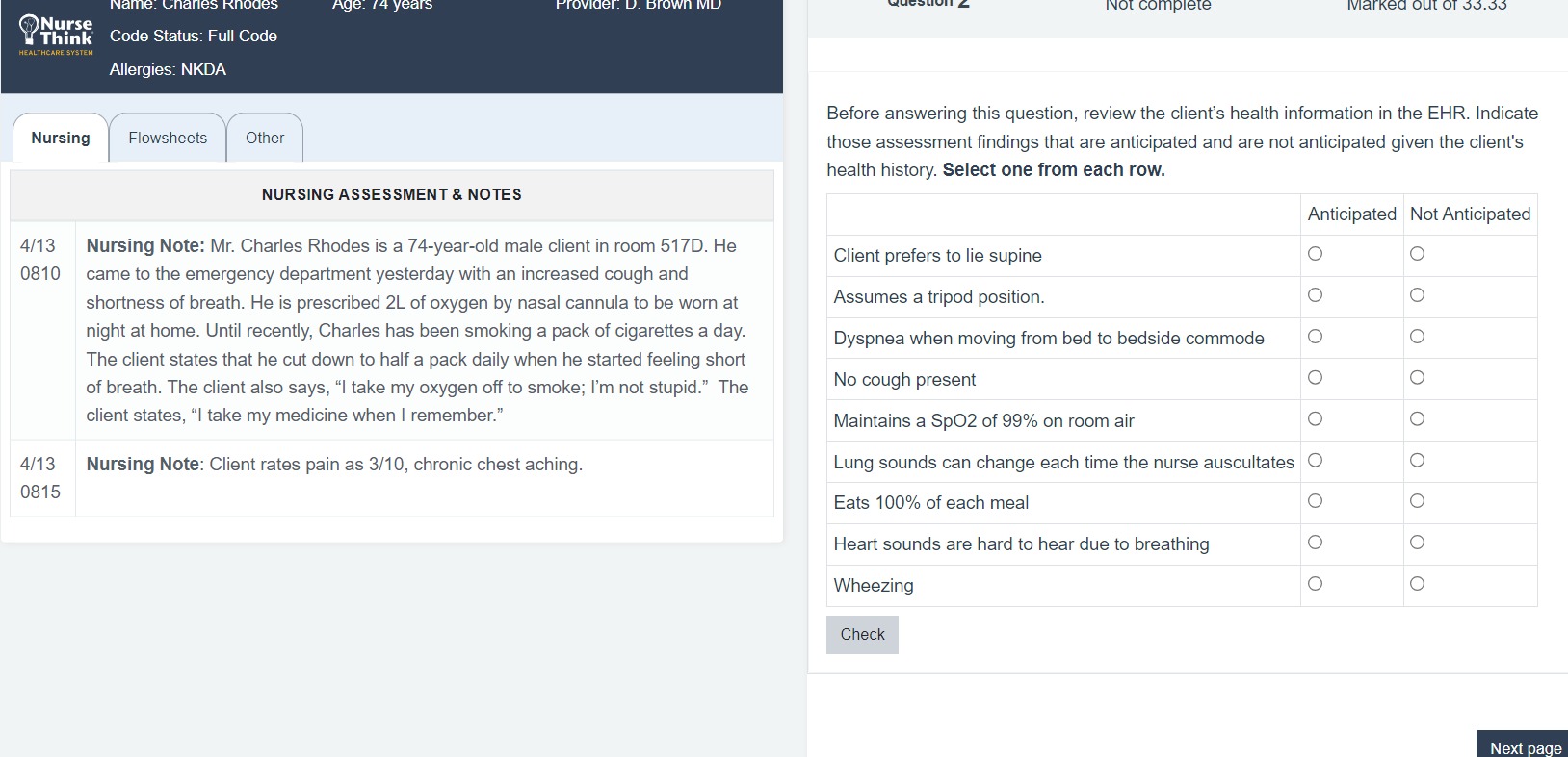Solved Before answering this question, review the client's | Chegg.com