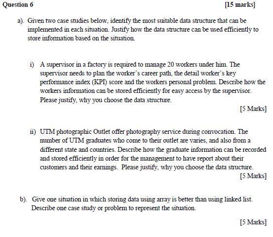Solved [15 marks] Question 5 The following questions are | Chegg.com