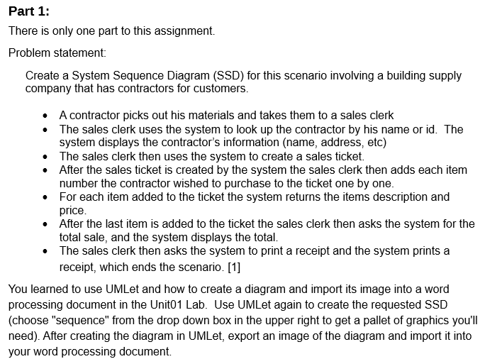 Solved Part 1: There is only one part to this assignment. | Chegg.com