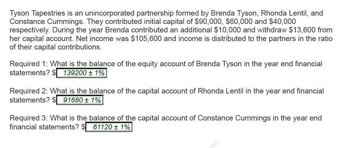 Solved Tyson Tapestries is an unincorporated partnership | Chegg.com