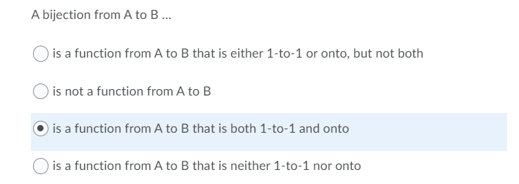 Solved A bijection from A to B ... is a function from A to B | Chegg.com