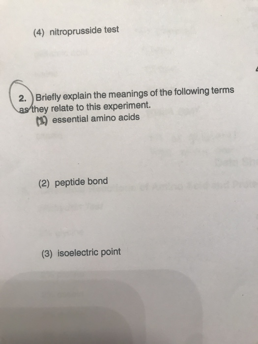 Solved (4) nitroprusside test 2. Briefly explain the | Chegg.com