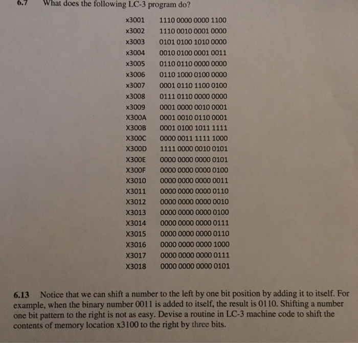 Solved 6.7 What does the following LC-3 program do? x3001 | Chegg.com