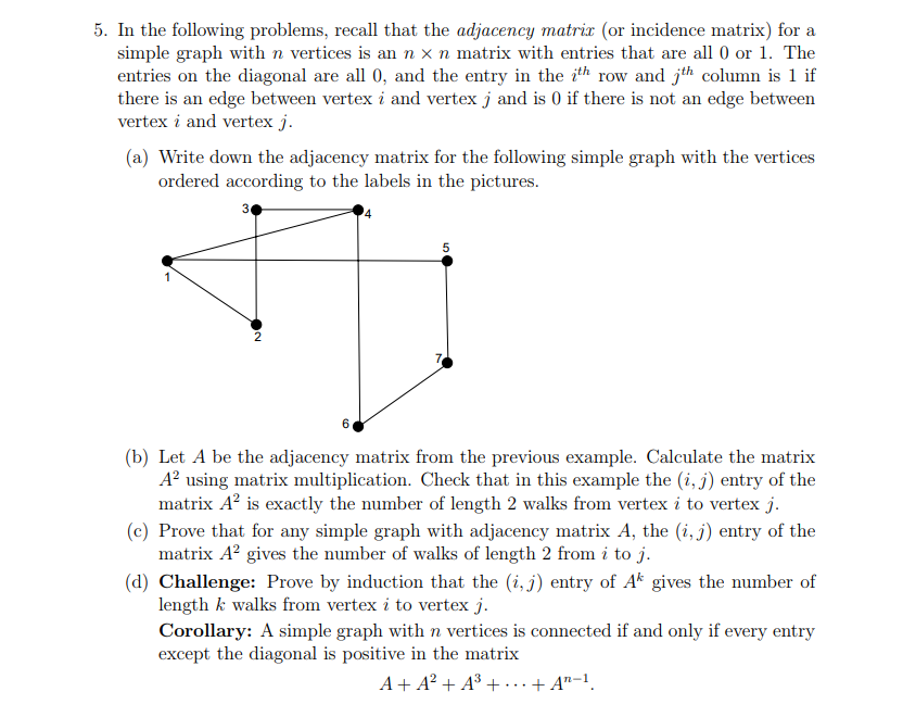 Solved 5. In the following problems, recall that the | Chegg.com