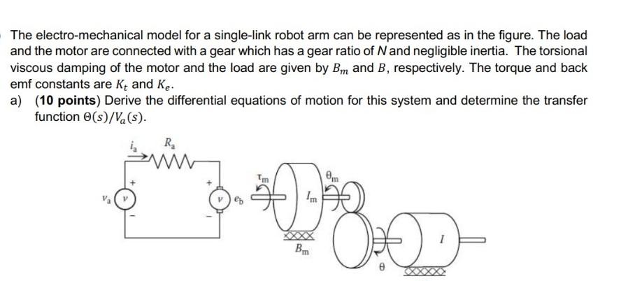 Solved The electro-mechanical model for a single-link robot | Chegg.com