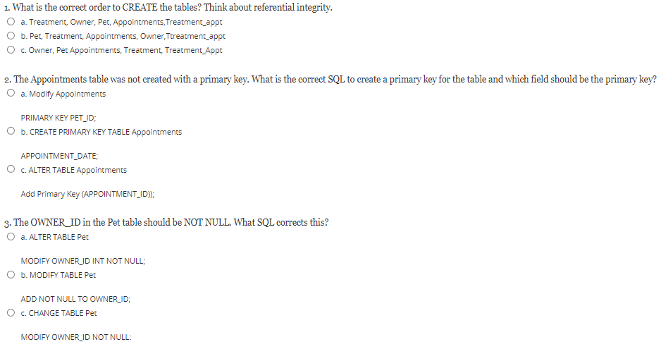 Solved Veterinarian Office Case: Part 1 The veterinarian | Chegg.com