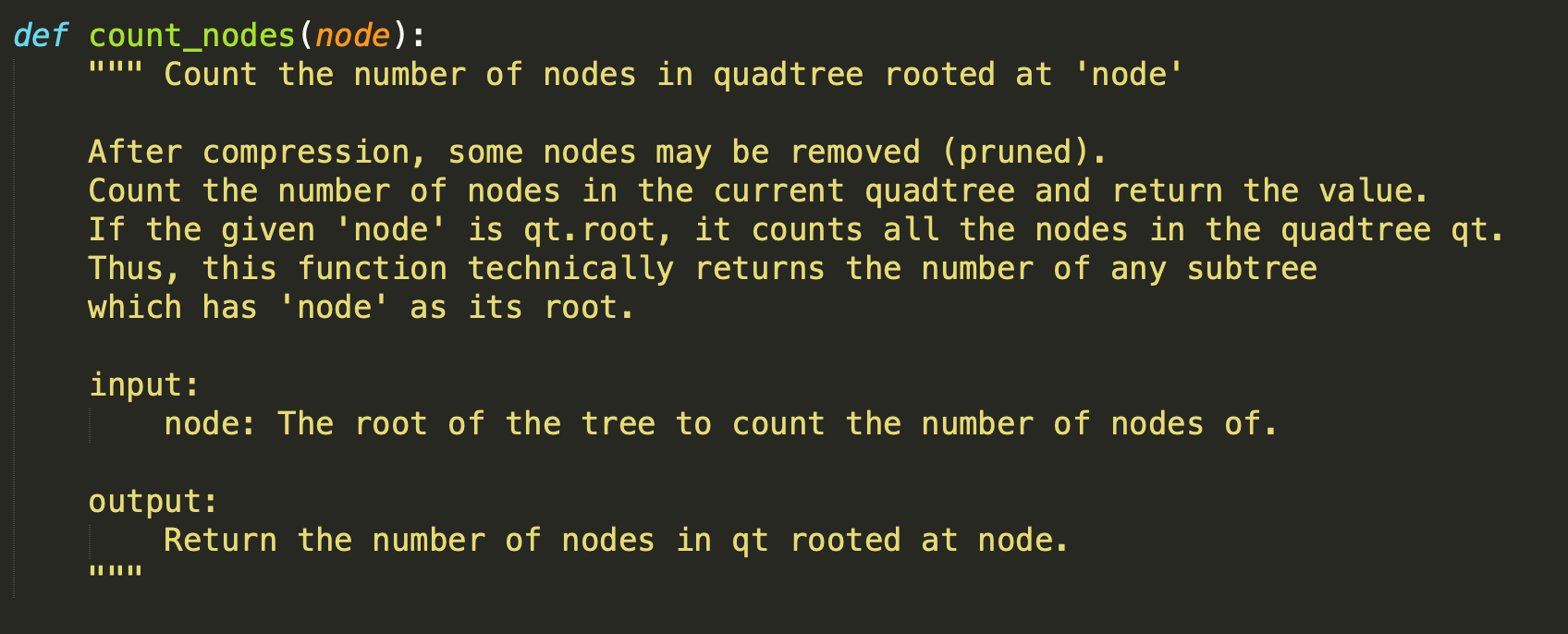 Solved You just need to implement the method: count_nodes | Chegg.com