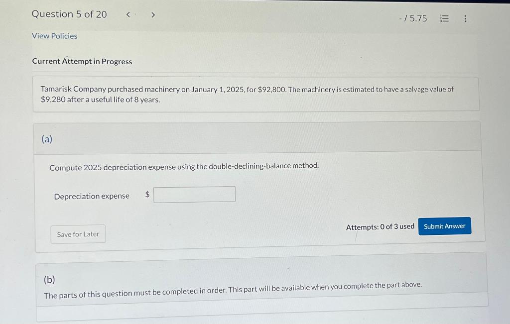 Solved Tamarisk Company purchased machinery on January 1, | Chegg.com