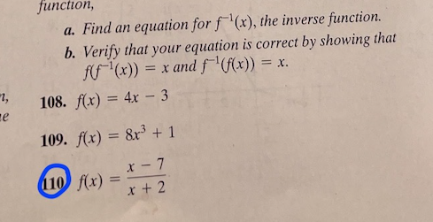 Solved a. ﻿Find an equation for f-1(x), ﻿the inverse | Chegg.com