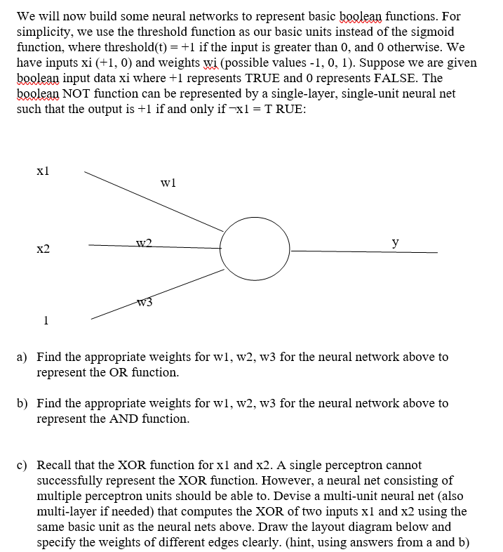 We will now build some neural networks to represent | Chegg.com