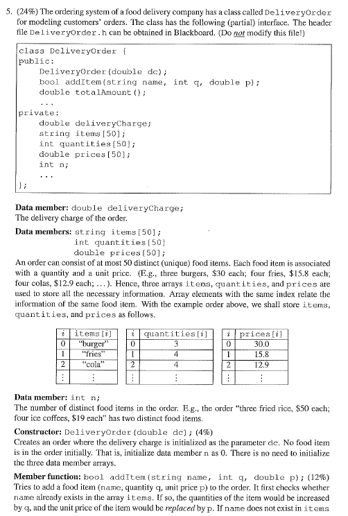 Solved 5. (24%) The ordering system of a food delivery | Chegg.com