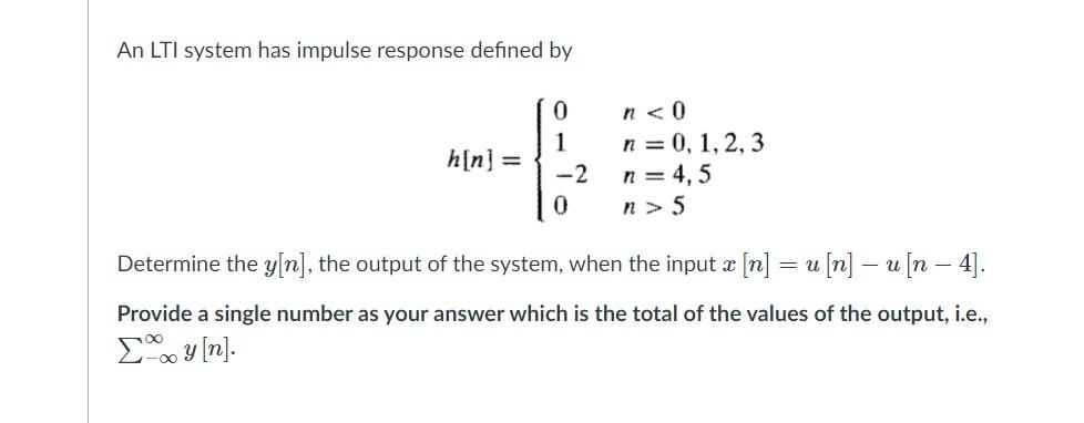 Solved An LTI system has impulse response defined by hin] = | Chegg.com