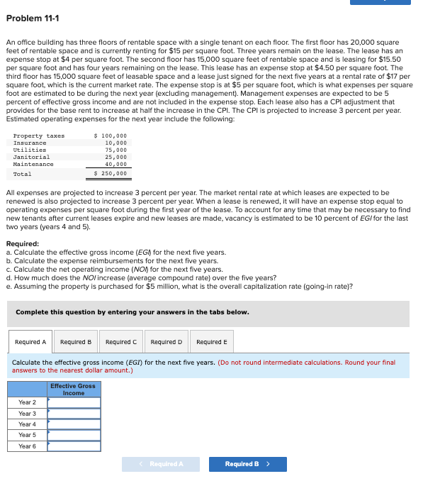 Solved An office building has three floors of rentable space | Chegg.com