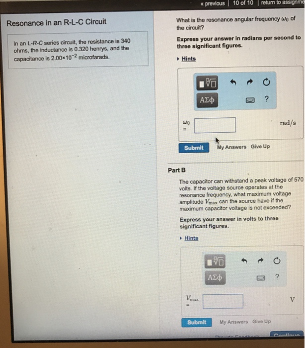 Solved Resonance in an R-L-C Circuit In an L-R-C series | Chegg.com