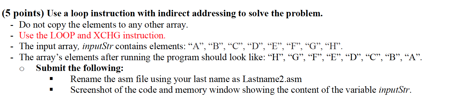 Solved 5 Points Use A Loop Instruction With Indirect 