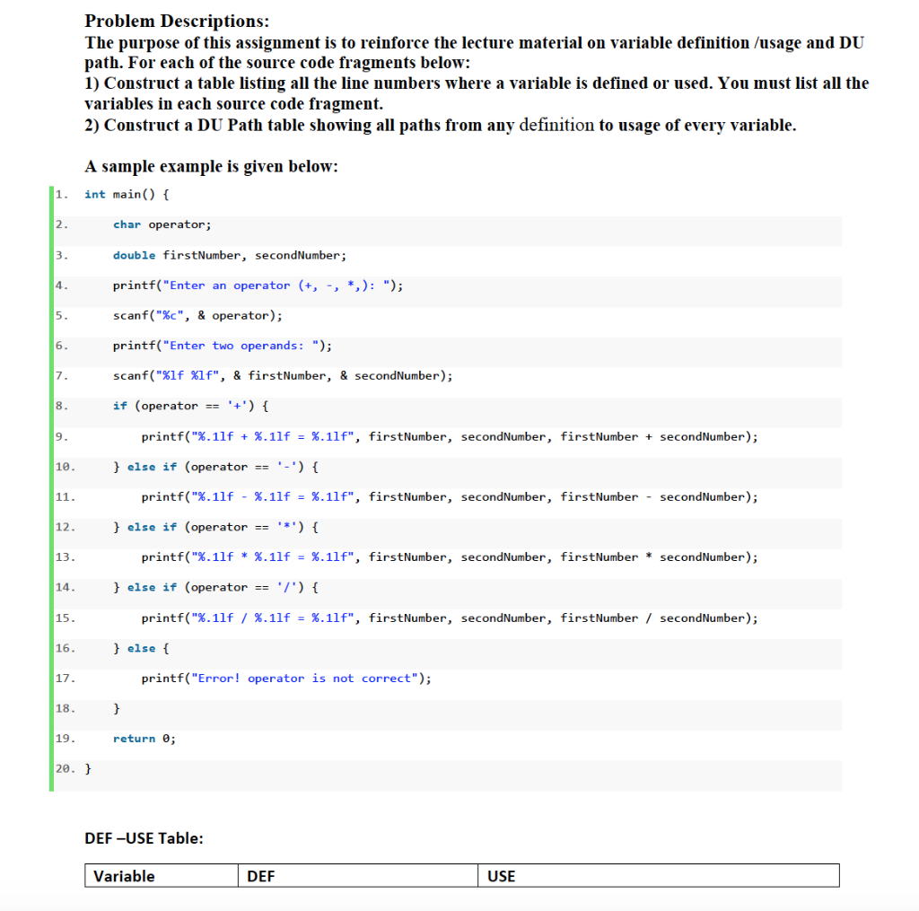 Solved Problem Descriptions: The purpose of this assignment | Chegg.com