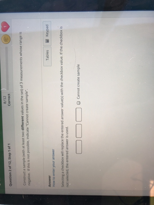 Solved 0/12 Correct Question 2 of 12, Step 1 of 1 Construct | Chegg.com
