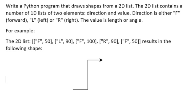Solved Write a Python program that draws shapes from a 2D | Chegg.com