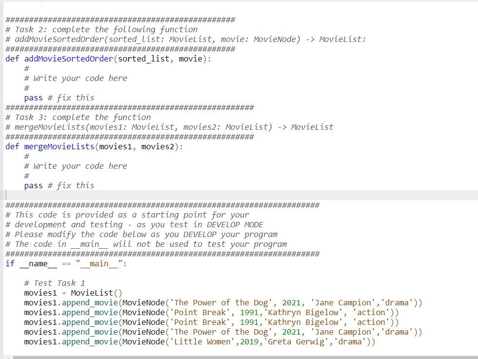 In this challenge, you are provided with a MovieNode | Chegg.com