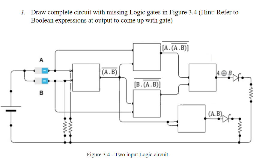Solved 1. Draw complete circuit with missing Logic gates in | Chegg.com