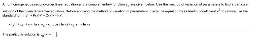 Solved A nonhomogeneous second-order linear equation and a | Chegg.com