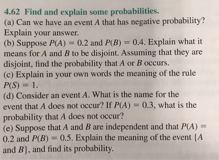 Solved 4.62 Find and explain some probabilities. (a) Can we | Chegg.com