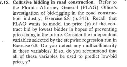 Solved 15. Collusive bidding in road construction. Refer to | Chegg.com