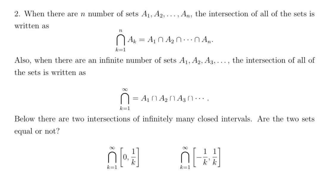 Solved 2. When there are n number of sets A1, A2, . An, the | Chegg.com