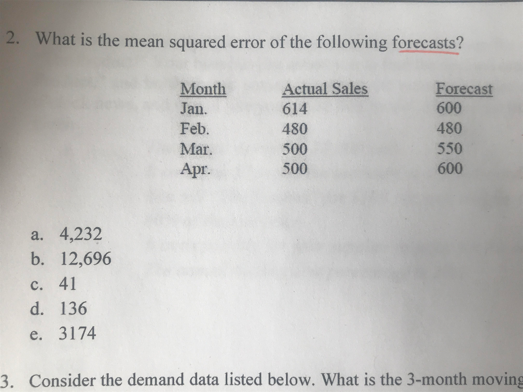 Solved 2. What is the mean squared error of the following | Chegg.com