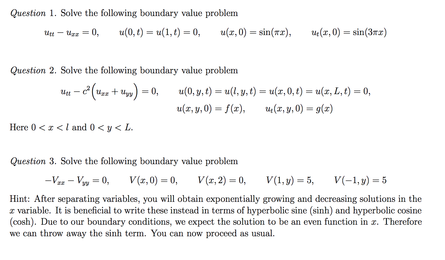 Solved Question 1. Solve the following boundary value | Chegg.com