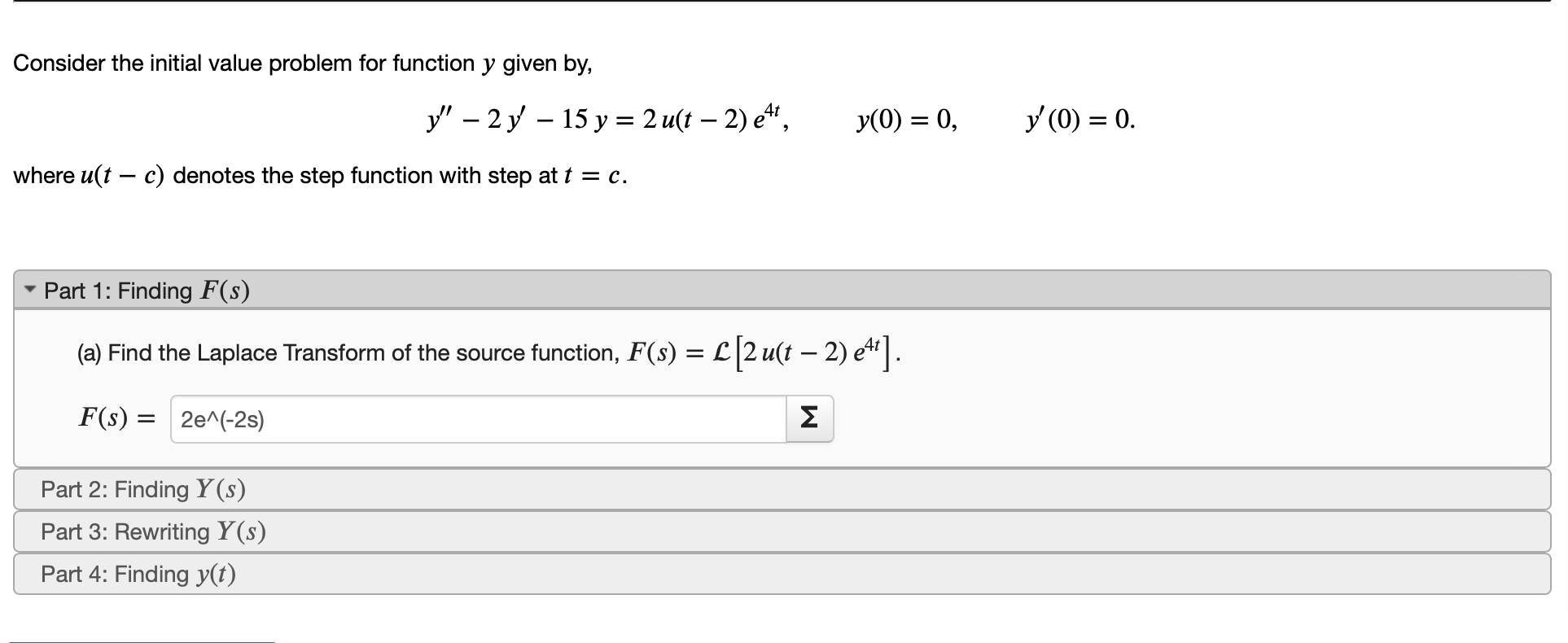 Solved Consider the initial value problem for function y | Chegg.com
