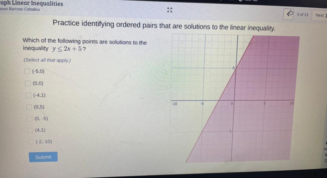 Solved Practice identifying ordered pairs that are solutions | Chegg.com