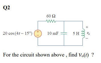 Solved For the circuit shown above, find νo(t) ? | Chegg.com
