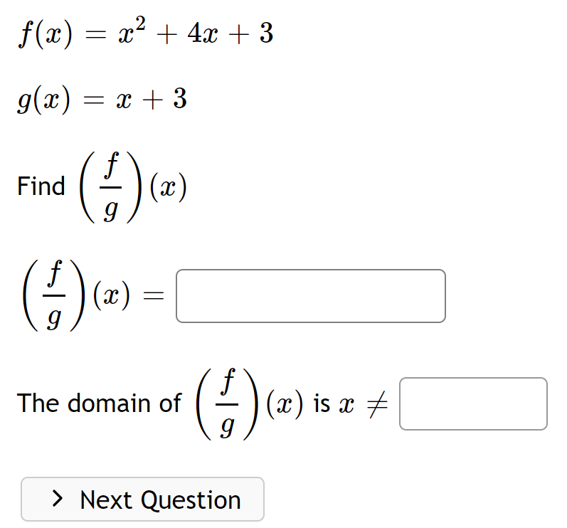 Solved f(x) = x2 + 4x + 3 = g(x) = x + 3 f Find g 3) (2) | Chegg.com
