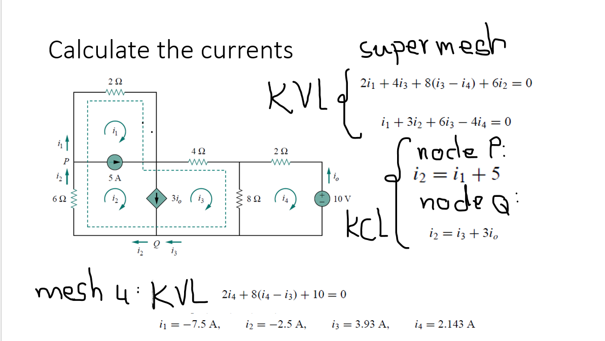 Solved Calculate the currents supermesh | Chegg.com