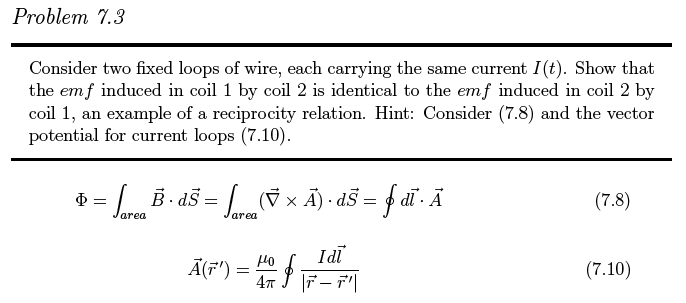 Solved Problem 7.3 Consider two fixed loops of wire, each | Chegg.com