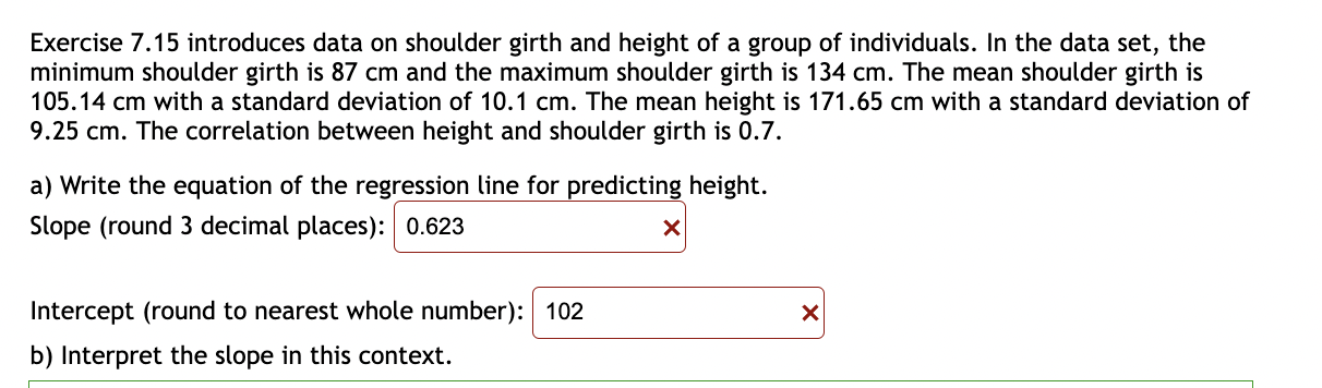 Solved Exercise 7.15 introduces data on shoulder girth and | Chegg.com