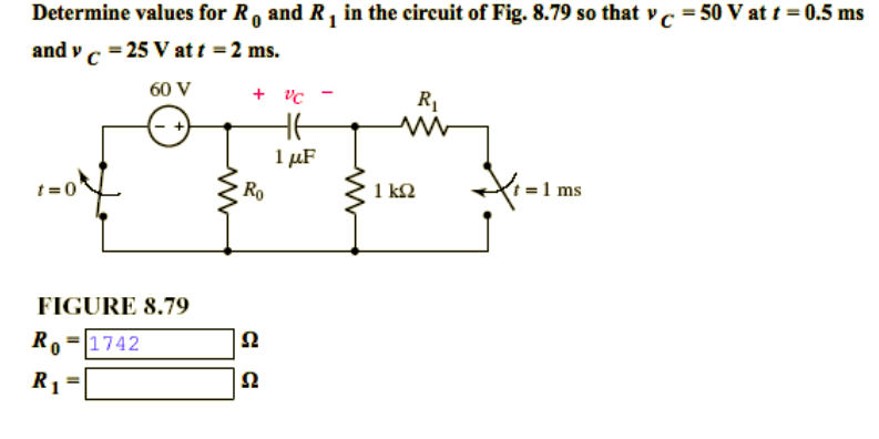 Solved Determine values for Ro and R1 in the circuit of Fig. | Chegg.com