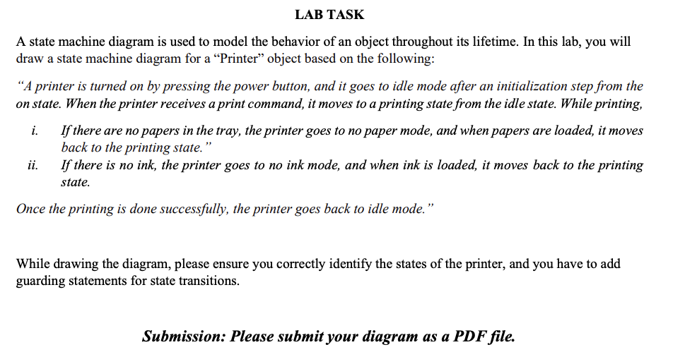 State Machine Diagram To complete this Lab, please | Chegg.com