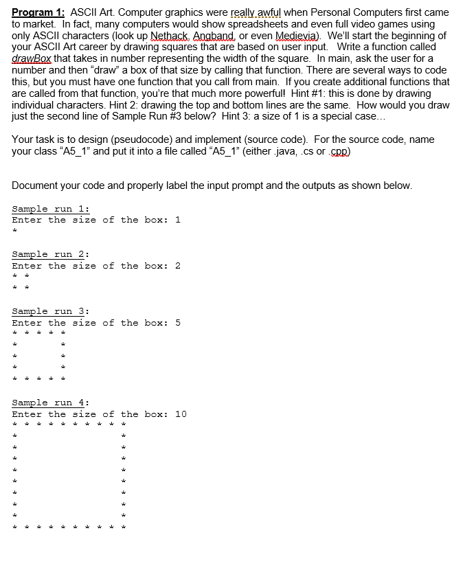 Solved In Pseudocode And C Please Ascii Art Computer
