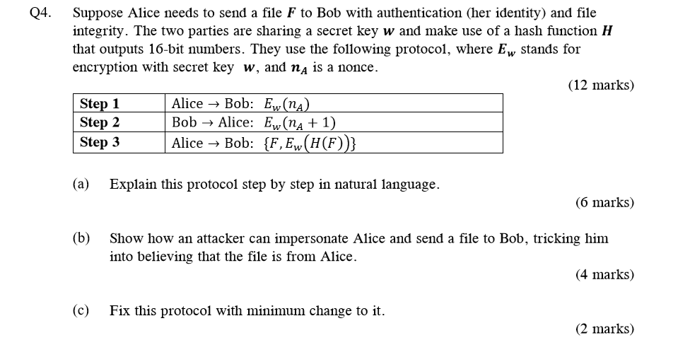 Solved Q4. ﻿Suppose Alice needs to send a file | Chegg.com