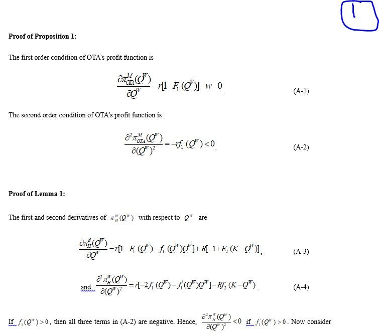 1 Proof of Proposition 1: The first order condition | Chegg.com
