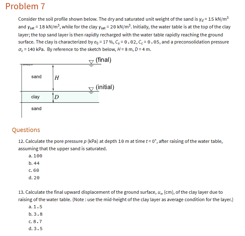 Solved Consider the soil profile shown below. The dry and | Chegg.com