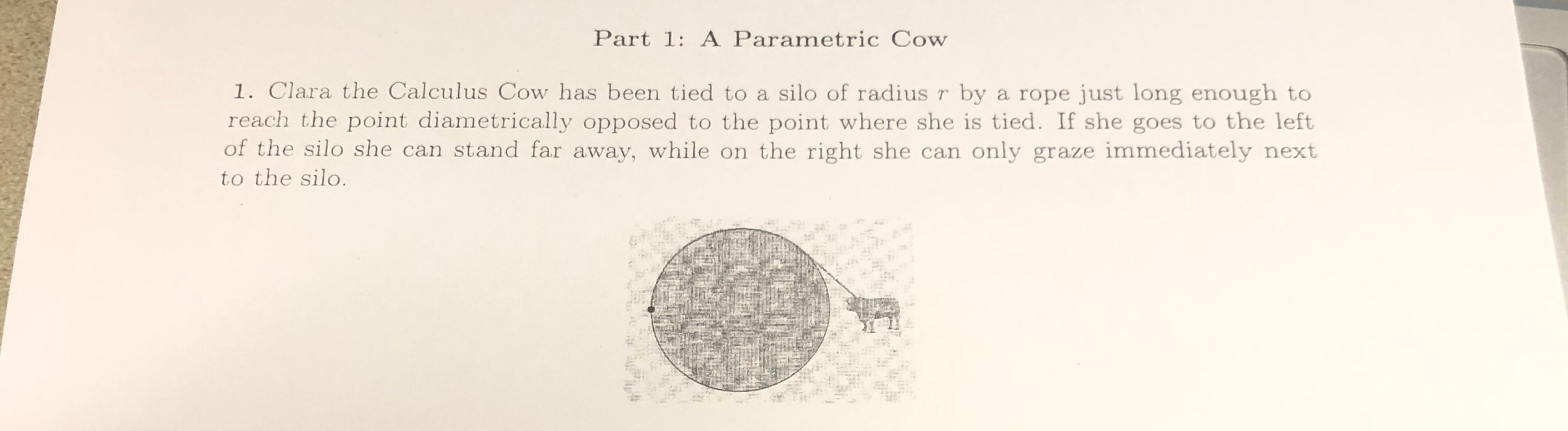 Part 1: A Parametric Cow 1. Clara the Calculus Cow | Chegg.com