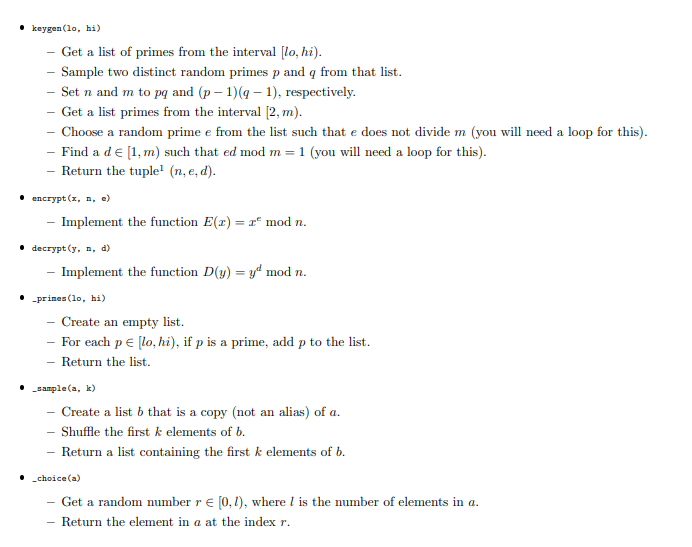 Solved Problem 1. (RSA Library) Implement a library called | Chegg.com