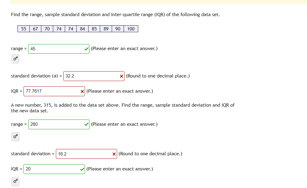 Solved Find the range, sample standard deviation and | Chegg.com