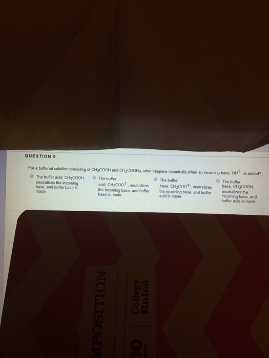 Solved For a buffered solution consisting of CH3COOH and | Chegg.com